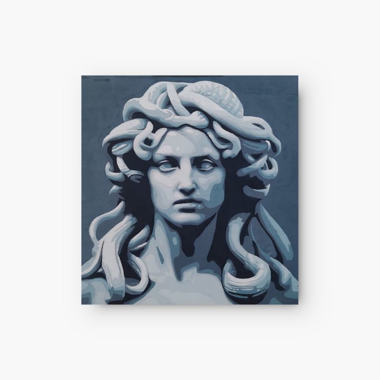 Dipinto della testa di Medusa - Misure 57 cm x 54 cm - Shop di Arkigo